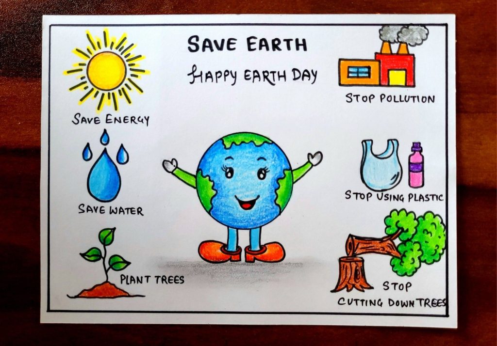 Save Earth Drawing : Drawing for Beginners - CareerGuide