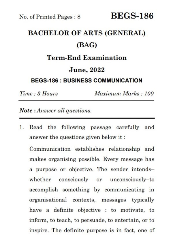BPSE 142 Question Paper - CareerGuide