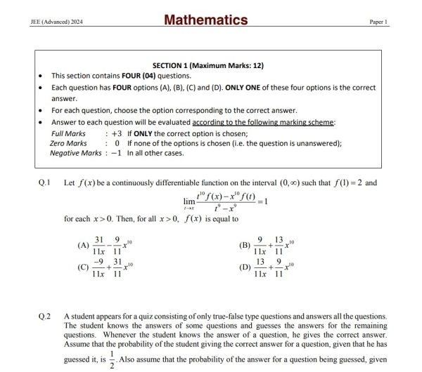JEE advanced 2024 question paper with solutions pdf - CareerGuide