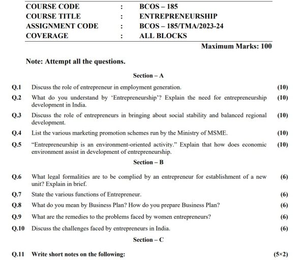 BCOS 185 Question Paper - CareerGuide
