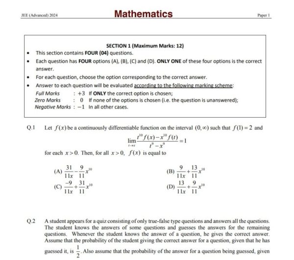 Jee Advanced 2023 Question Paper With Solutions PDF